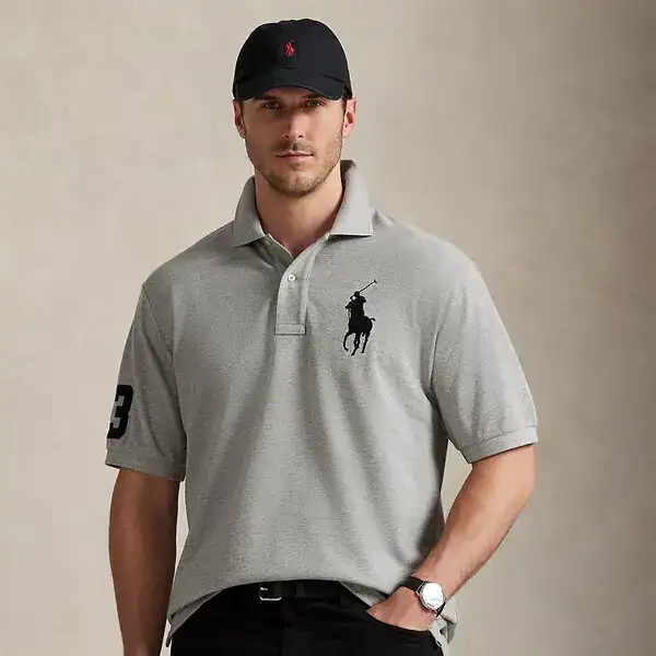 Ralph Lauren Big Pony Mesh Polo Shirt - Andover Heather - 36% Off